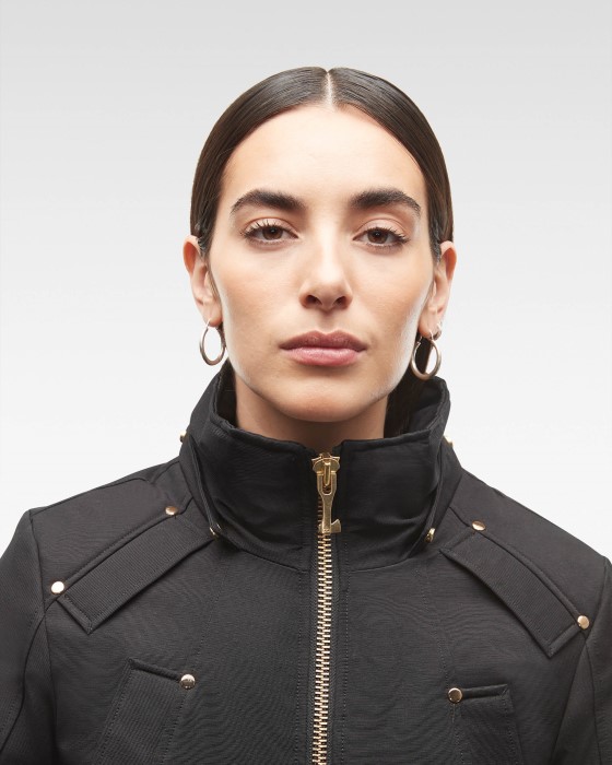 Moose Knuckles Gold Debbie Bomber Neoshear Black/Black Shearling ...